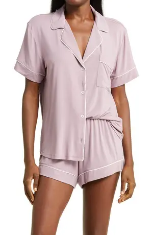 Eberjey Gisele Relaxed Short Pajamas Amethyst/ Ivory