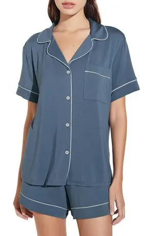 Eberjey Gisele Relaxed Short Pajamas Coastal Blue/ice Blue