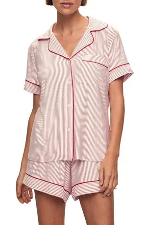 Eberjey Gisele Relaxed Short Pajamas Duo Stripe Haute Red