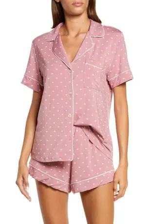 Eberjey Gisele Relaxed Short Pajamas Hearts-acai/ Ivory