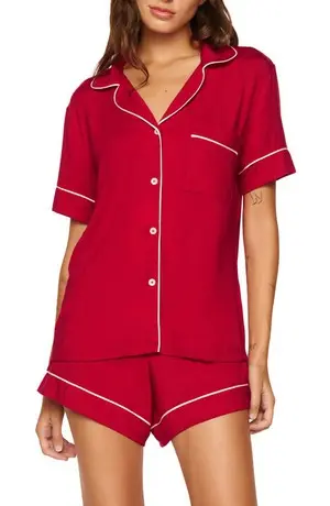 Eberjey Eberjey Gisele Relaxed Short Pajama Set Holly Red/ivory
