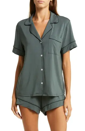 Eberjey Gisele Relaxed Short Pajamas Kelp/ Black