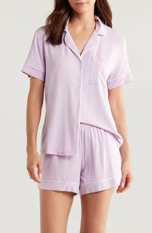 Eberjey Gisele Relaxed Short Pajamas Lavender/ Ivory