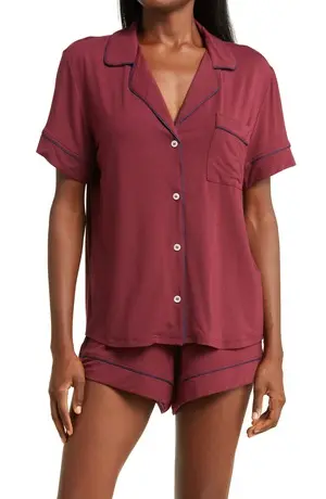 Eberjey Gisele Relaxed Short Pajamas Mulberry/ Navy