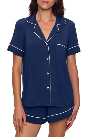 Eberjey Gisele Relaxed Short Pajamas - Navy/ivory