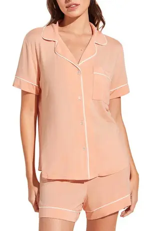 Eberjey Gisele Relaxed Short Pajamas Peach Parfait/ Ivory