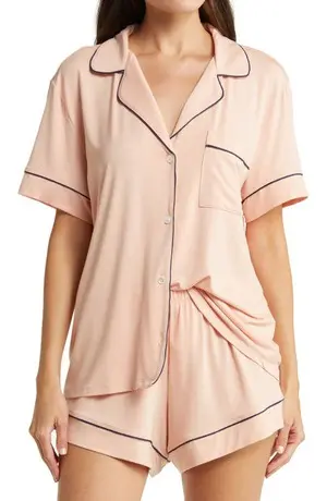 Eberjey Gisele Relaxed Short Pajamas Rose/navy