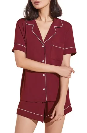 Eberjey Gisele Relaxed Short Pajamas Sangria/ Ivory
