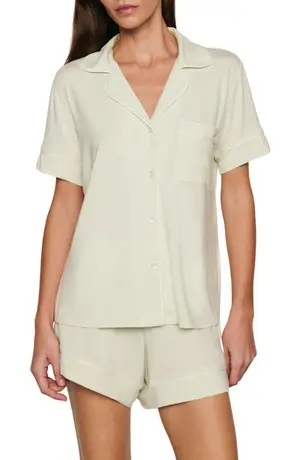 Eberjey Gisele Printed Relaxed Jersey Knit Short Pajamas Seafoam/ivory