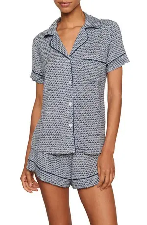 Eberjey Gisele Relaxed Short Pajamas - Seashell Navy/navy