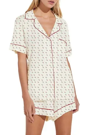 Eberjey Gisele Relaxed Short Pajamas Triple Heart Multi/haute Red