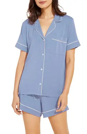 Eberjey Gisele Relaxed Short Pajamas Wedgewood Blue/ Ivory