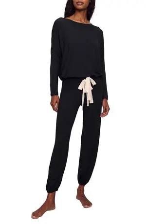 Eberjey Gisele Jersey Knit Slouchy Pajamas - Black/ivory