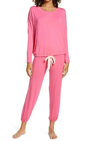 Eberjey EBERJEY Gisele Jersey Knit Pajama Set Bright Pink/ Bellini