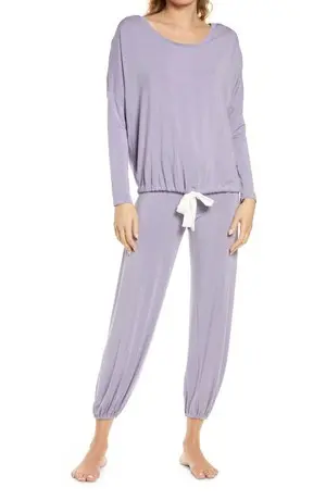 Eberjey EBERJEY Gisele Jersey Knit Pajama Set Delphinium/ Ivory