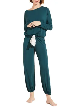 Eberjey EBERJEY Gisele Jersey Knit Pajama Set Evergreen/ Ivory