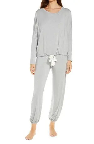 Eberjey EBERJEY Gisele Jersey Knit Pajama Set Heather Grey/ Ivory