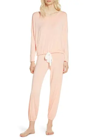 Eberjey EBERJEY Gisele Jersey Knit Pajama Set Melocoton/ Ivory