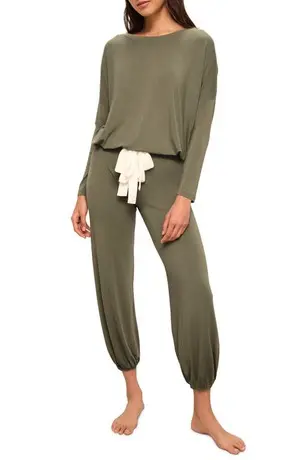 Eberjey EBERJEY Gisele Jersey Knit Pajama Set Moss/ivory