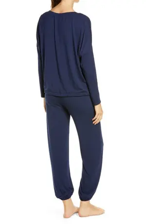 Eberjey Gisele Jersey Knit Pajama Set - Navy/ivory