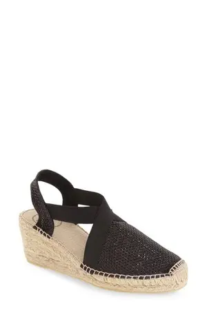 TONI PONS Triton Espadrille Wedge - Black Fabric