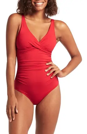 SEA LEVEL Cross Front One-piece Swimsuit - Red