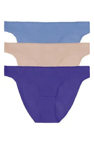 ON GOSSAMER 3-pack Cotton Hip Bikinis Almostmidnt/champagne/river
