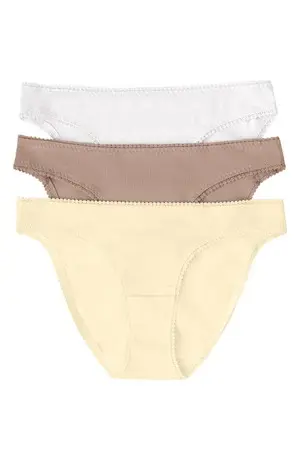 ON GOSSAMER 3-pack Cotton Hip Bikinis Bc/chp/wht