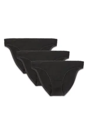 ON GOSSAMER 3-pack Cotton Hip Bikinis - Black