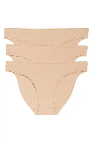 ON GOSSAMER 3-pack Cotton Hip Bikinis - Champagne
