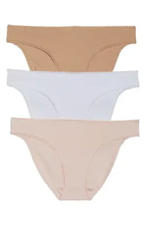 ON GOSSAMER 3-pack Cotton Hip Bikinis - Champagne/blush/white