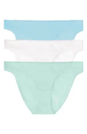 ON GOSSAMER 3-pack Cotton Hip Bikinis Frostedmint/white/clear Sky