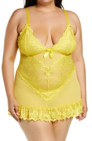 OH LA LA CHERI OH LA LA CHERI Soft Cup Babydoll Chemise Set Dandelion