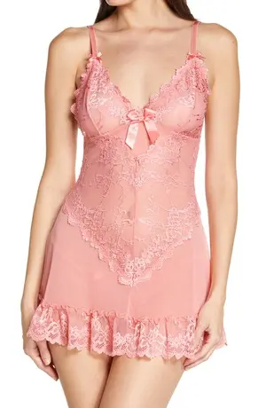OH LA LA CHERI OH LA LA CHERI Soft Cup Babydoll Chemise Set Tea Rose