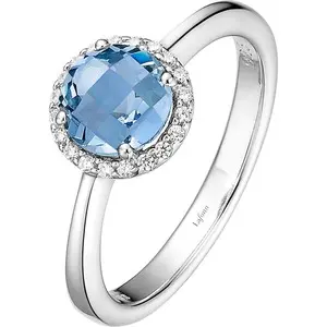 Lafonn Lafonn Birthstone Halo Ring December Blue Topaz/silver