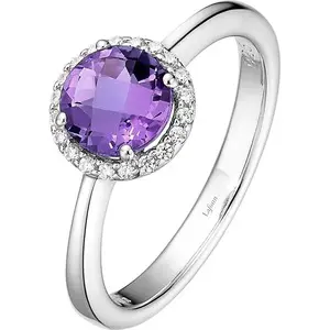 Lafonn Lafonn Birthstone Halo Ring February Amethyst / Silver