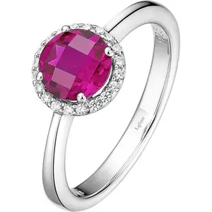 Lafonn Birthstone Halo Ring - July Ruby/silver