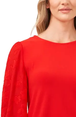 CECE DUPRAZ Lace Sleeve Crepe Blouse