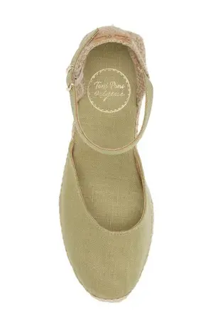 TONI PONS Caldes Linen Wedge Sandal - Oliva/olive