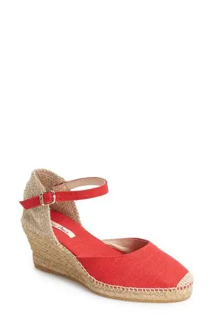 TONI PONS Caldes Linen Wedge Sandal - Red