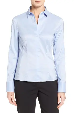 BOSS 'bashina' Stretch Poplin Shirt Light Blue