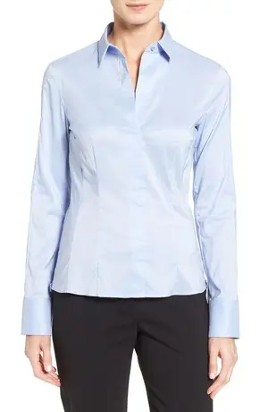 BOSS 'bashina' Stretch Poplin Shirt Light Blue