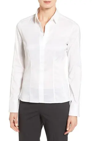 BOSS 'bashina' Stretch Poplin Shirt White