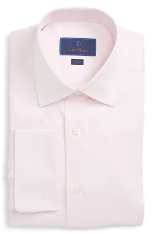 David Donahue Trim Fit Solid Dress Shirt Pink
