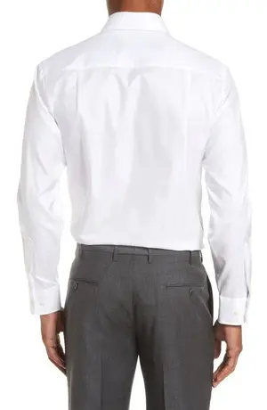 David Donahue Trim Fit Superfine Twill Dress Shirt - White