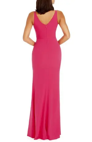 Dress The Population Jordan Ruched Side Slit Gown - Begonia