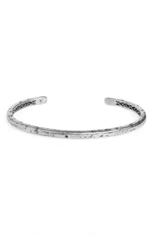 John Varvatos John Varvatos Distressed Silver Cuff Bracelet Metallic Silver