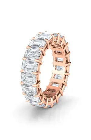 HAUTECARAT Emerald Cut Lab Created Diamond Eternity Band - Rose Gold
