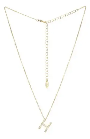 Ettika Crystal Initial Pendant Necklace - Gold- H