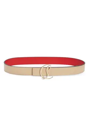 CHRISTIAN LOUBOUTIN Christian Louboutin Logo Buckle Leather Belt Atlas/ Gold